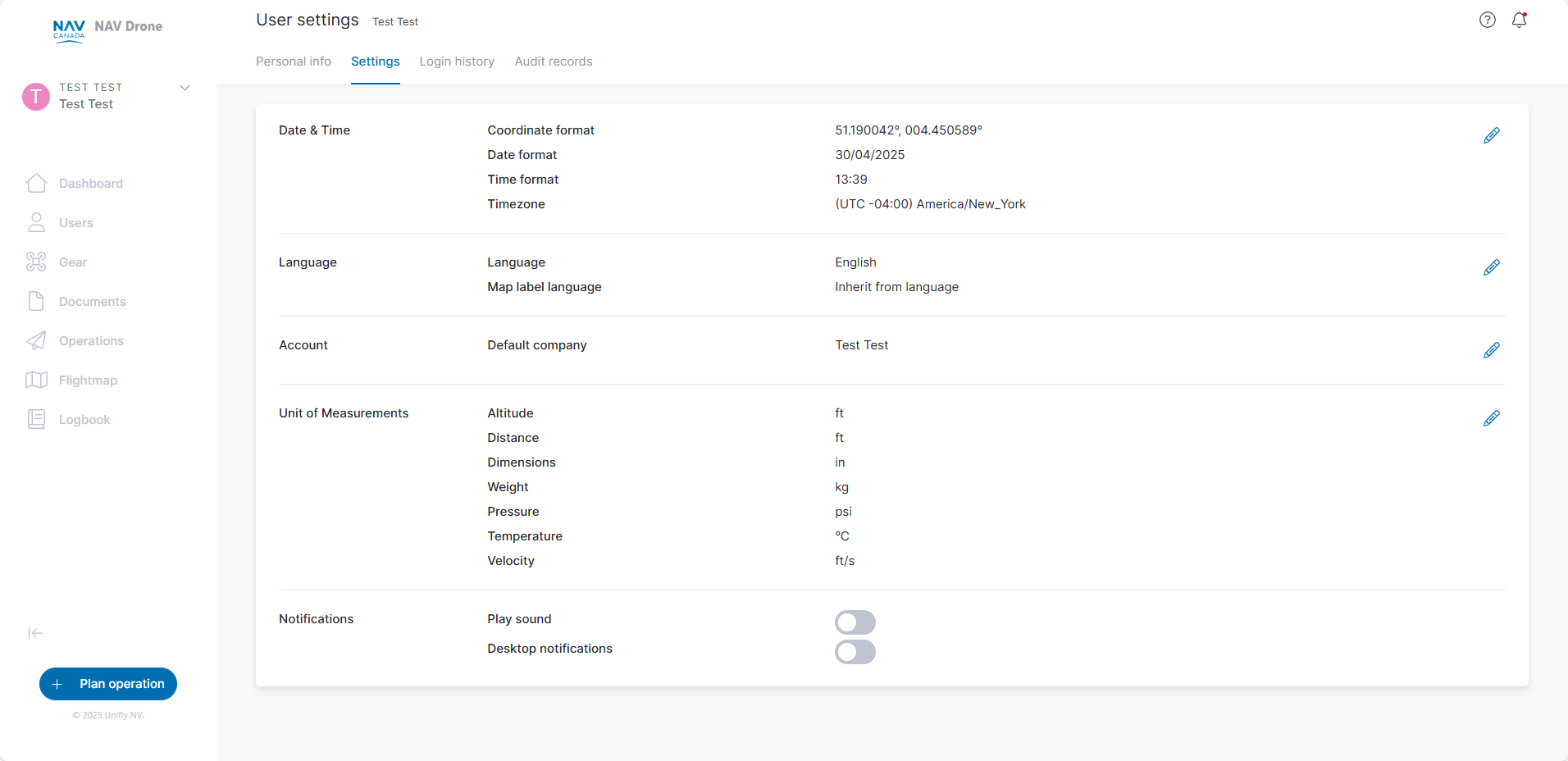 NAV CANADA NAV Drone Web: User and Profile Management