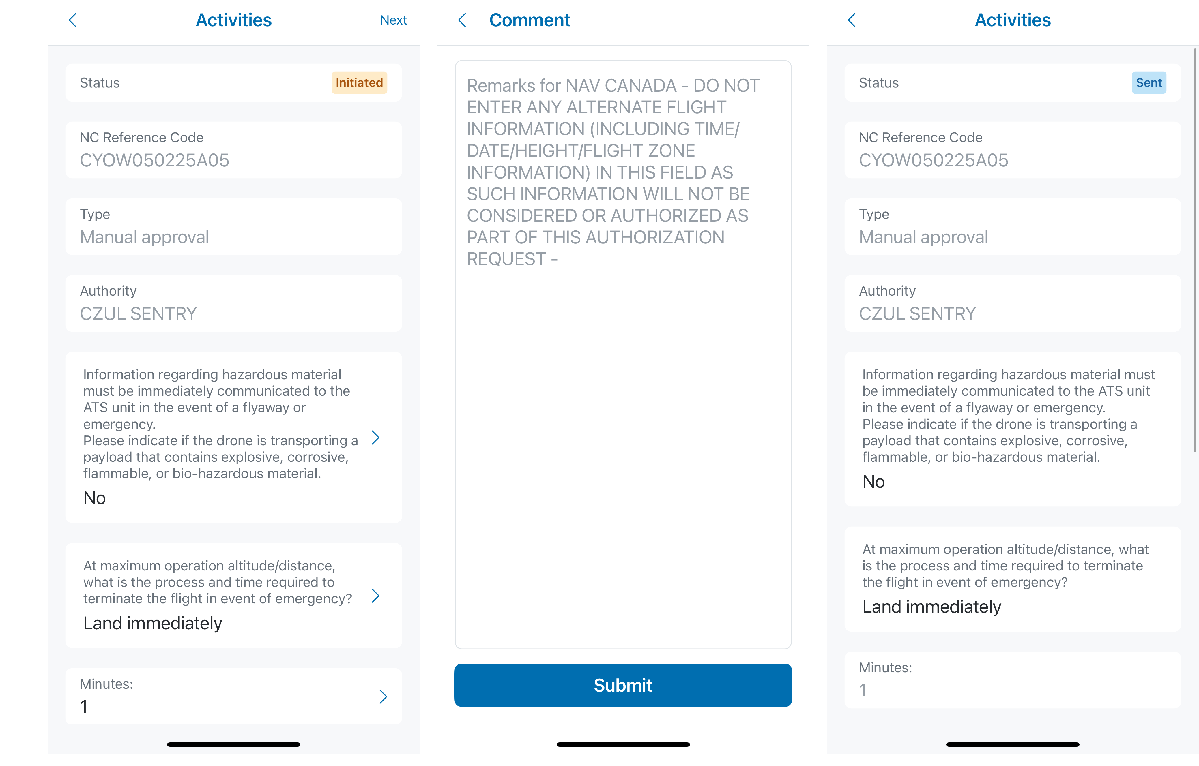NAV CANADA NAV Drone Mobile: Operation Planning and Permission Requests