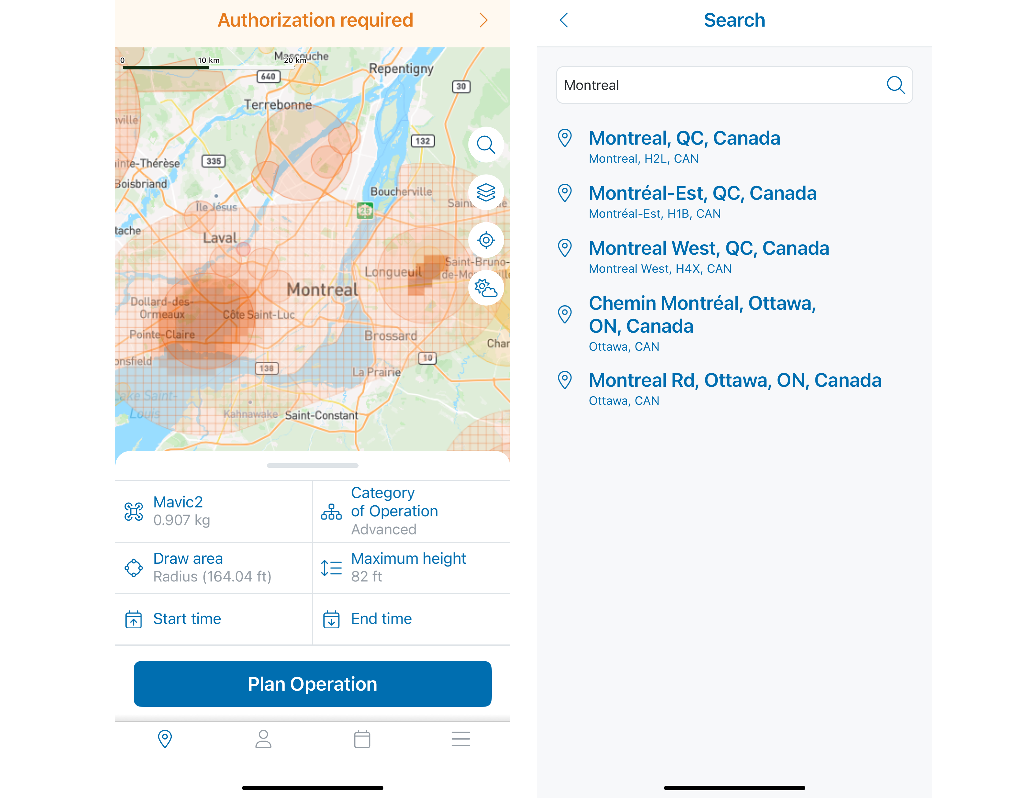 NAV CANADA NAV Drone Mobile: Operation Planning and Permission Requests